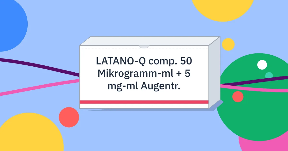 Symbolbild: Packung mit der Aufschrift LATANO-Q comp. 50 Mikrogramm-ml + 5 mg-ml Augentr. (PZN 09777865) – Verfügbarkeit und Bezug in Apotheken in Frankfurt am Main
