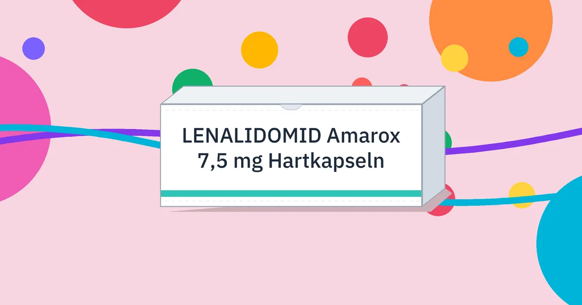 Symbolbild: Packung mit der Aufschrift LENALIDOMID Amarox 7,5 mg Hartkapseln (PZN 18181657) – Verfügbarkeit und Bezug in Apotheken in Frankfurt am Main