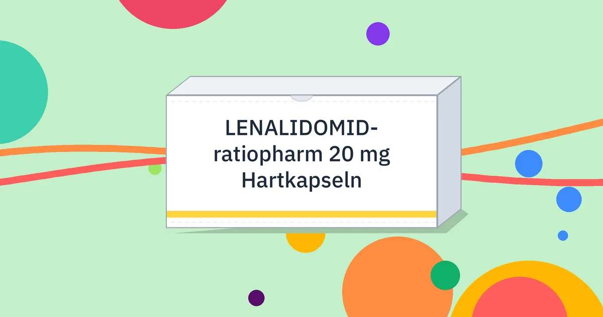 Symbolbild: Packung mit der Aufschrift LENALIDOMID-ratiopharm 20 mg Hartkapseln (PZN 18372771) – Verfügbarkeit und Bezug in Apotheken in Frankfurt am Main