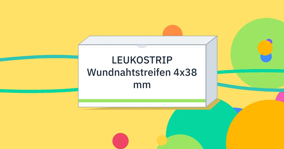 Symbolbild: Packung mit der Aufschrift LEUKOSTRIP Wundnahtstreifen 4x38 mm (PZN 14373006) – Verfügbarkeit und Bezug in Apotheken in Frankfurt am Main