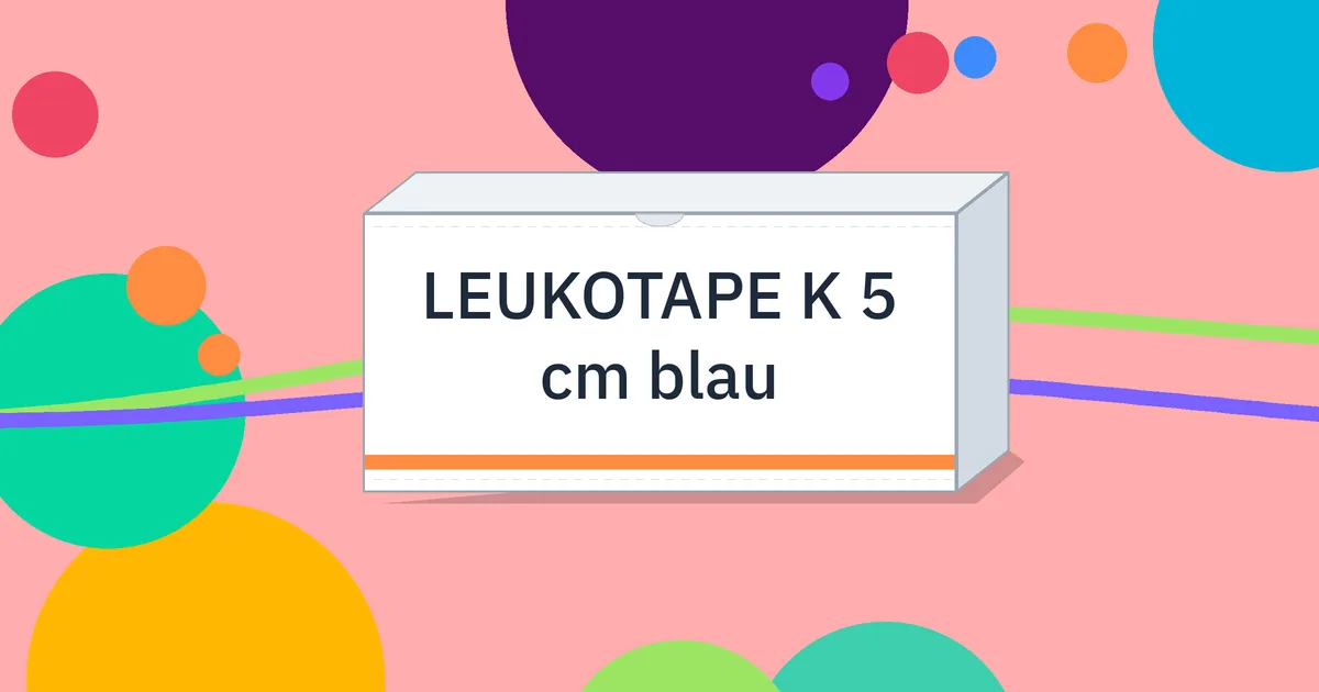 Symbolbild: Packung mit der Aufschrift LEUKOTAPE K 5 cm blau (PZN 12655491) – Verfügbarkeit und Bezug in Apotheken in Frankfurt am Main