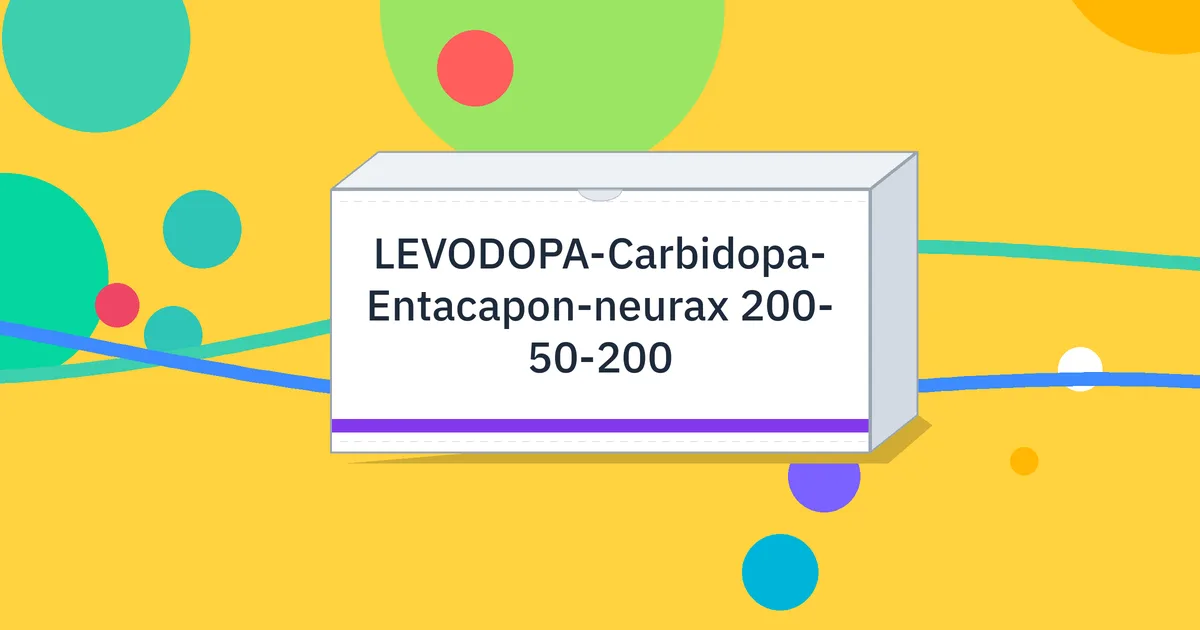 Symbolbild: Packung mit der Aufschrift LEVODOPA-Carbidopa-Entacapon-neurax 200-50-200 (PZN 10303279) – Verfügbarkeit und Bezug in Apotheken in Frankfurt am Main
