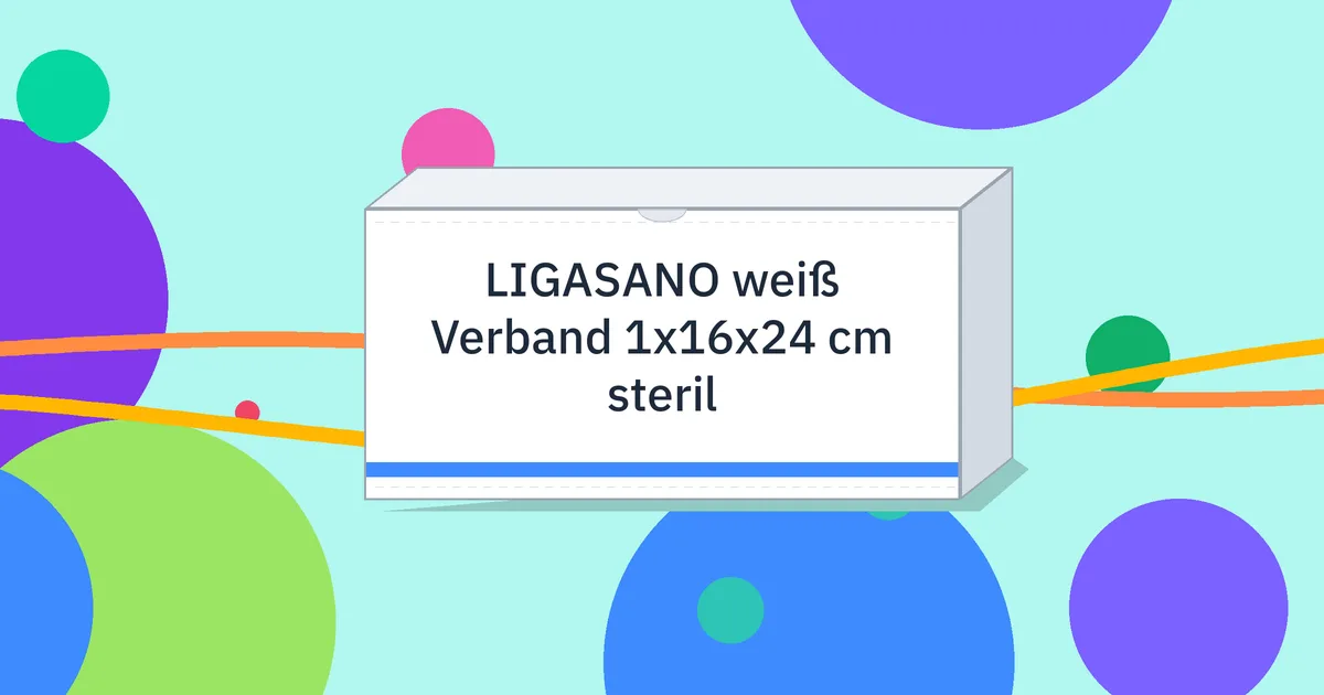 Symbolbild: Packung mit der Aufschrift LIGASANO weiß Verband 1x16x24 cm steril (PZN 20171838) – Verfügbarkeit und Bezug in Apotheken in Frankfurt am Main