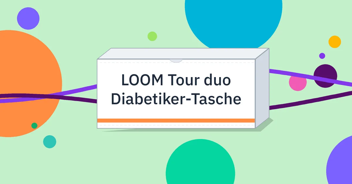 Symbolbild: Packung mit der Aufschrift LOOM Tour duo Diabetiker-Tasche (PZN 14413987) – Verfügbarkeit und Bezug in Apotheken in Frankfurt am Main