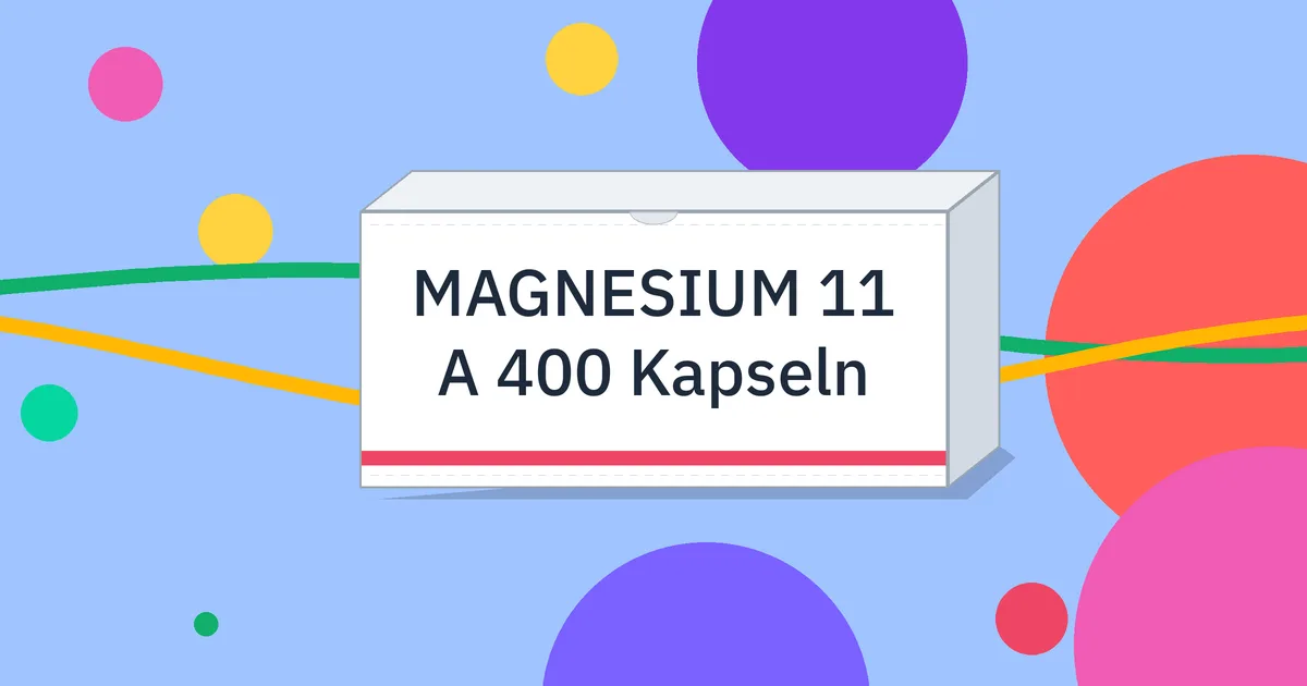 Symbolbild: Packung mit der Aufschrift MAGNESIUM 11 A 400 Kapseln (PZN 05382911) – Verfügbarkeit und Bezug in Apotheken in Frankfurt am Main