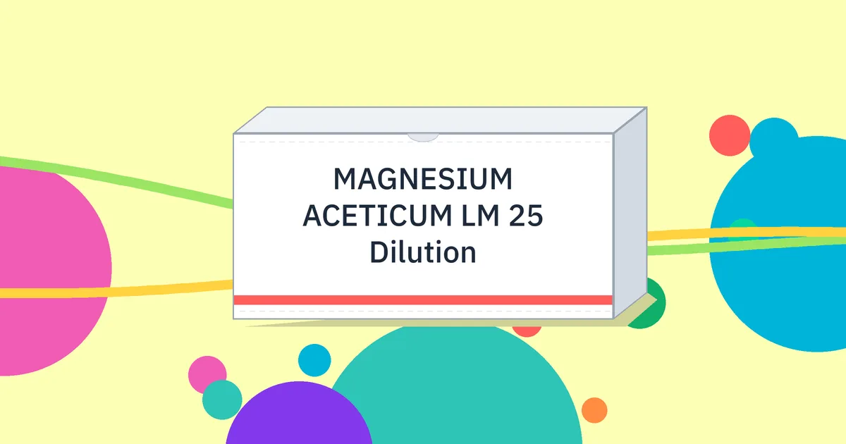 Symbolbild: Packung mit der Aufschrift MAGNESIUM ACETICUM LM 25 Dilution (PZN 12935799) – Verfügbarkeit und Bezug in Apotheken in Frankfurt am Main