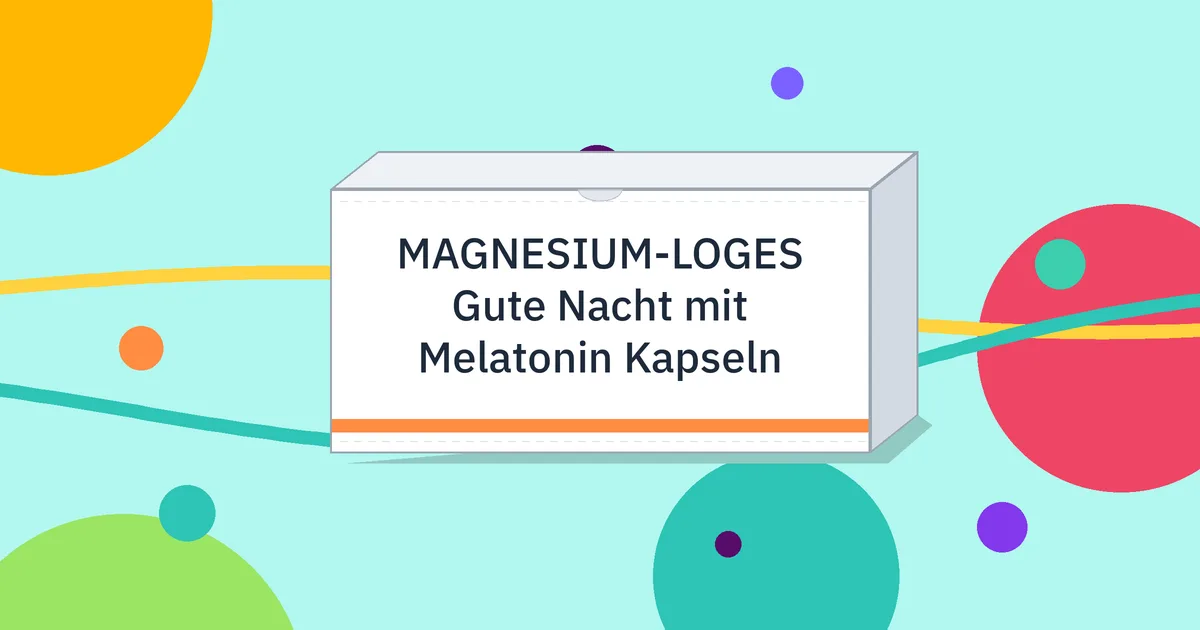 Symbolbild: Packung mit der Aufschrift MAGNESIUM-LOGES Gute Nacht mit Melatonin Kapseln (PZN 20284407) – Verfügbarkeit und Bezug in Apotheken in Frankfurt am Main
