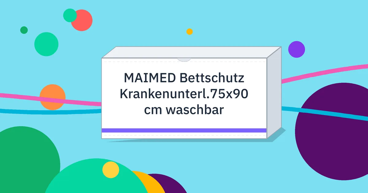 Symbolbild: Packung mit der Aufschrift MAIMED Bettschutz Krankenunterl.75x90 cm waschbar (PZN 18229364) – Verfügbarkeit und Bezug in Apotheken in Frankfurt am Main