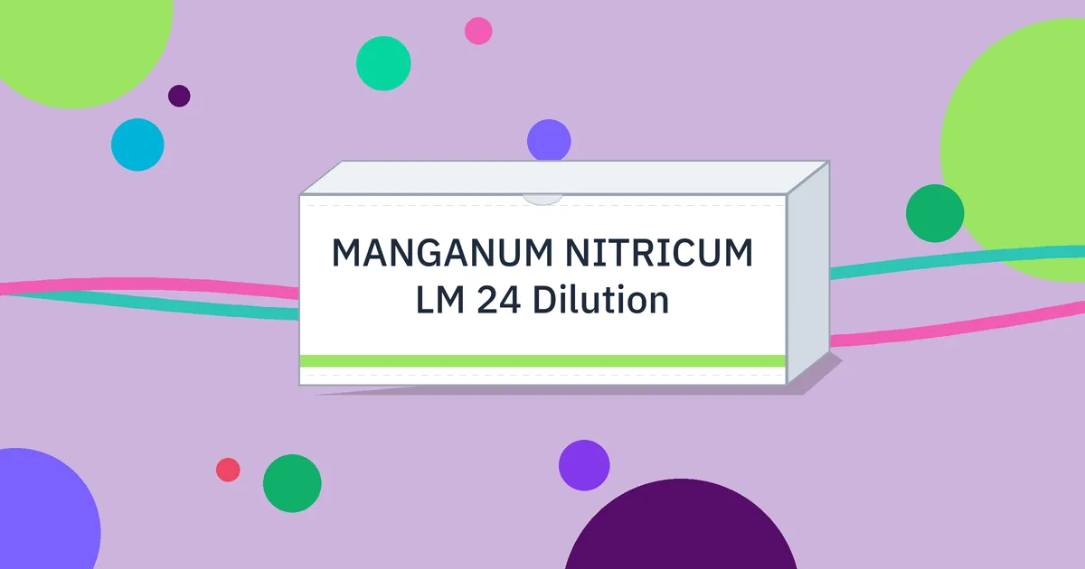 Symbolbild: Packung mit der Aufschrift MANGANUM NITRICUM LM 24 Dilution (PZN 12944315) – Verfügbarkeit und Bezug in Apotheken in Frankfurt am Main