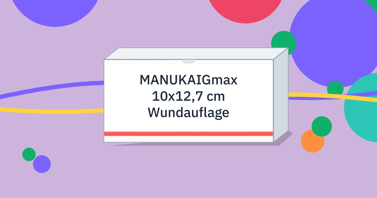 Symbolbild: Packung mit der Aufschrift MANUKAIGmax 10x12,7 cm Wundauflage (PZN 20327565) – Verfügbarkeit und Bezug in Apotheken in Frankfurt am Main