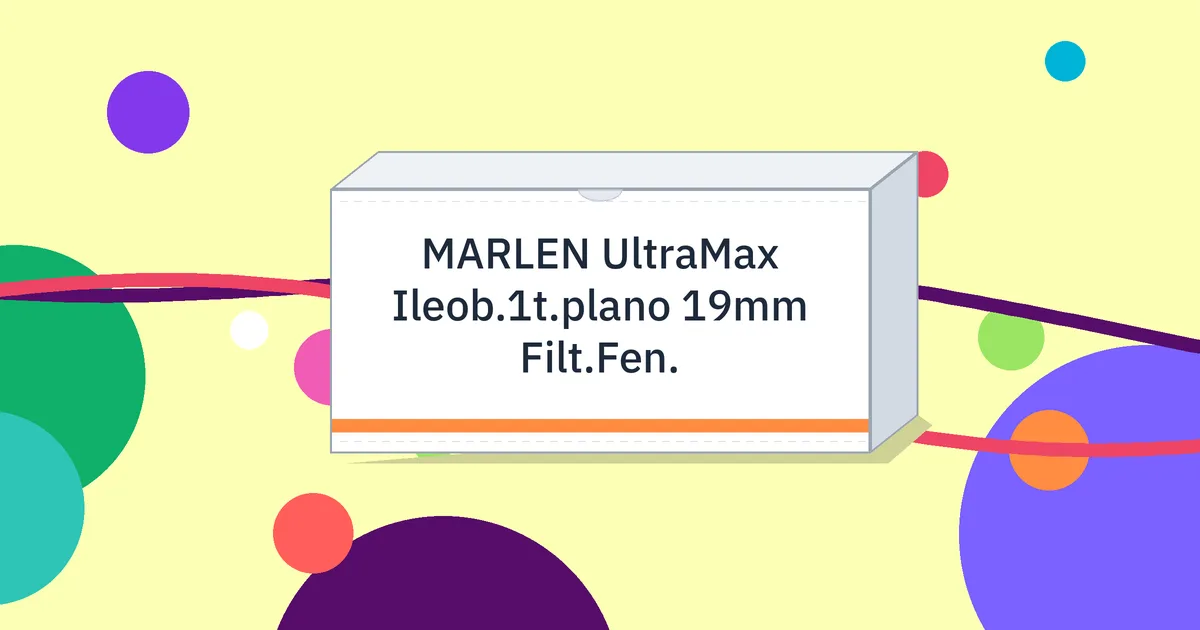 Symbolbild: Packung mit der Aufschrift MARLEN UltraMax Ileob.1t.plano 19mm Filt.Fen. (PZN 10741105) – Verfügbarkeit und Bezug in Apotheken in Frankfurt am Main