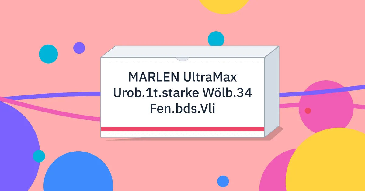 Symbolbild: Packung mit der Aufschrift MARLEN UltraMax Urob.1t.starke Wölb.34 Fen.bds.Vli (PZN 03293528) – Verfügbarkeit und Bezug in Apotheken in Frankfurt am Main