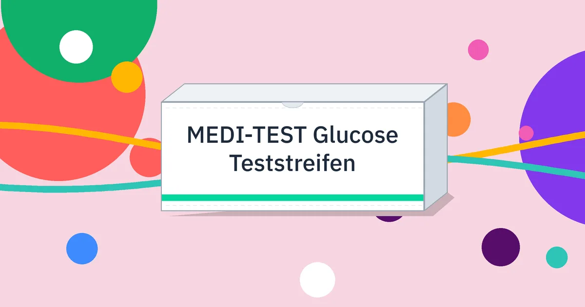 Symbolbild: Packung mit der Aufschrift MEDI-TEST Glucose Teststreifen (PZN 03350278) – Verfügbarkeit und Bezug in Apotheken in Frankfurt am Main