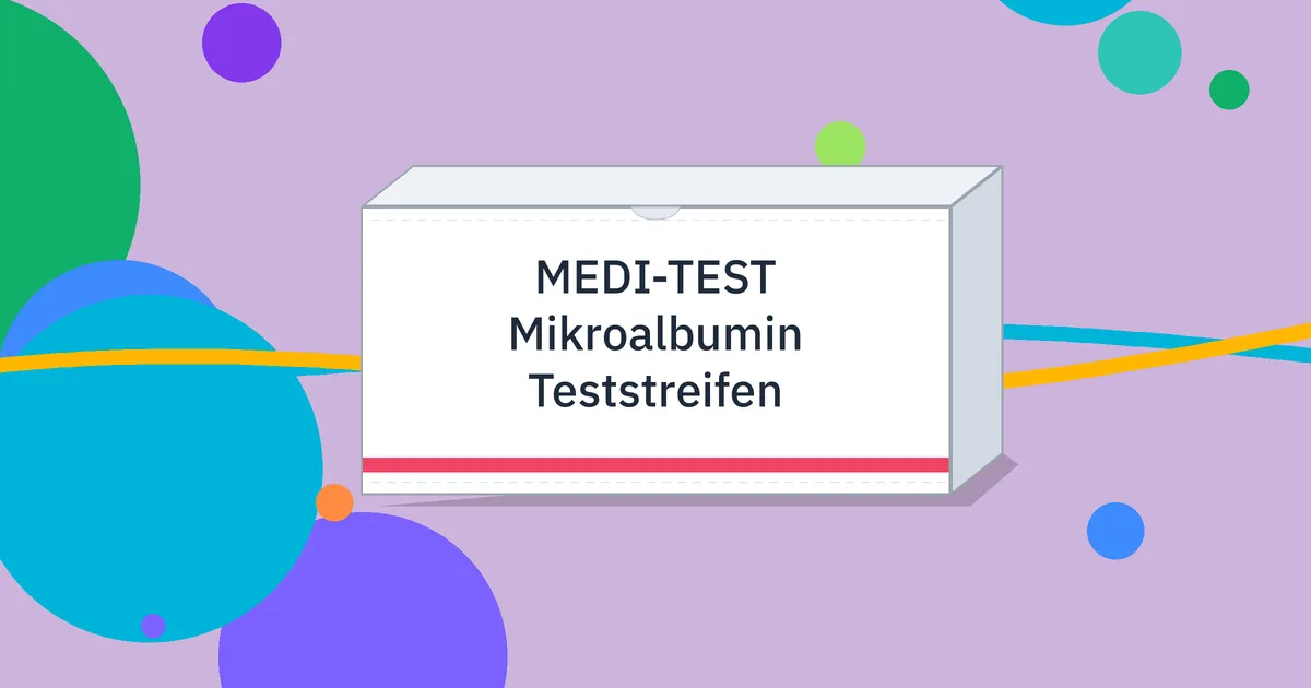 Symbolbild: Packung mit der Aufschrift MEDI-TEST Mikroalbumin Teststreifen (PZN 11011840) – Verfügbarkeit und Bezug in Apotheken in Frankfurt am Main