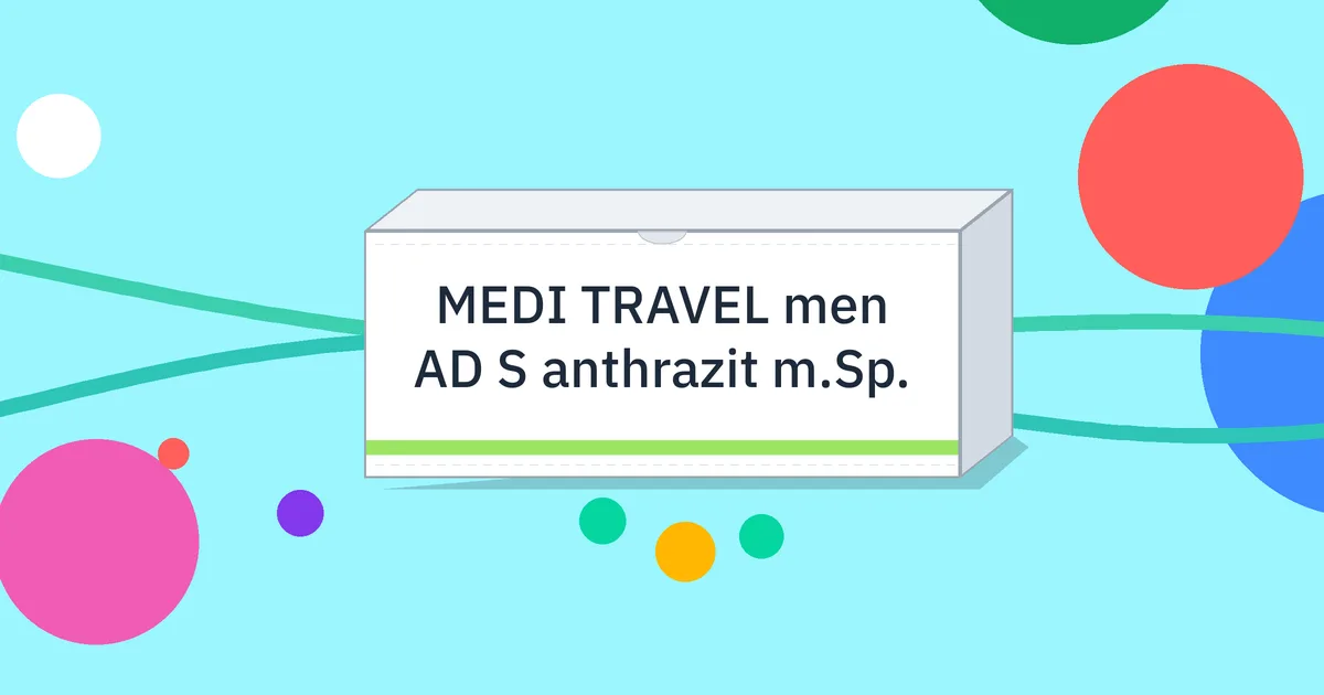Symbolbild: Packung mit der Aufschrift MEDI TRAVEL men AD S anthrazit m.Sp. (PZN 15198060) – Verfügbarkeit und Bezug in Apotheken in Frankfurt am Main