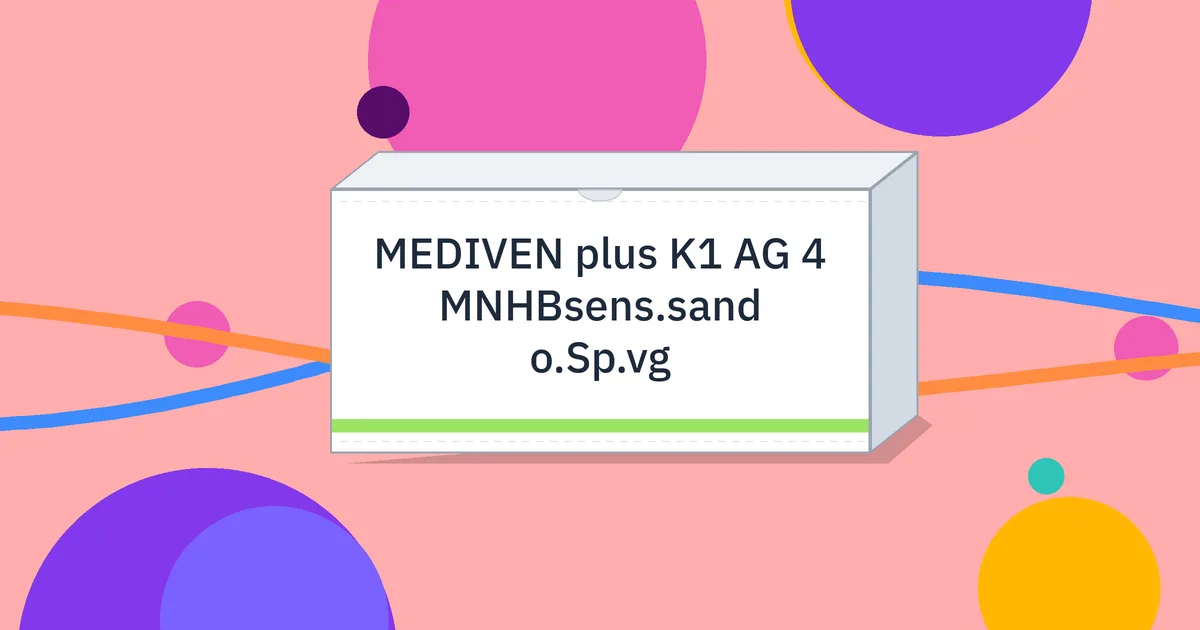 Symbolbild: Packung mit der Aufschrift MEDIVEN plus K1 AG 4 MNHBsens.sand o.Sp.vg (PZN 18940933) – Verfügbarkeit und Bezug in Apotheken in Frankfurt am Main