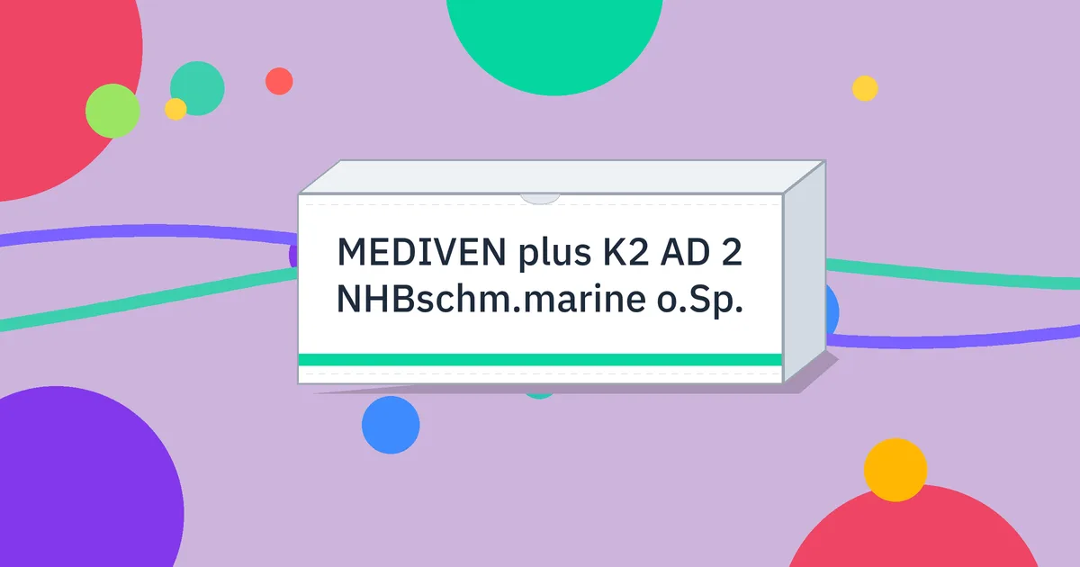 Symbolbild: Packung mit der Aufschrift MEDIVEN plus K2 AD 2 NHBschm.marine o.Sp. (PZN 15938887) – Verfügbarkeit und Bezug in Apotheken in Frankfurt am Main