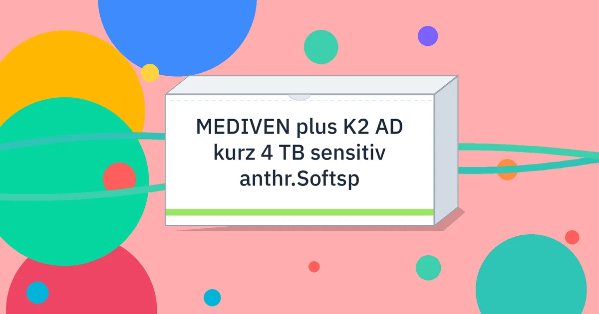 Symbolbild: Packung mit der Aufschrift MEDIVEN plus K2 AD kurz 4 TB sensitiv anthr.Softsp (PZN 15105992) – Verfügbarkeit und Bezug in Apotheken in Frankfurt am Main