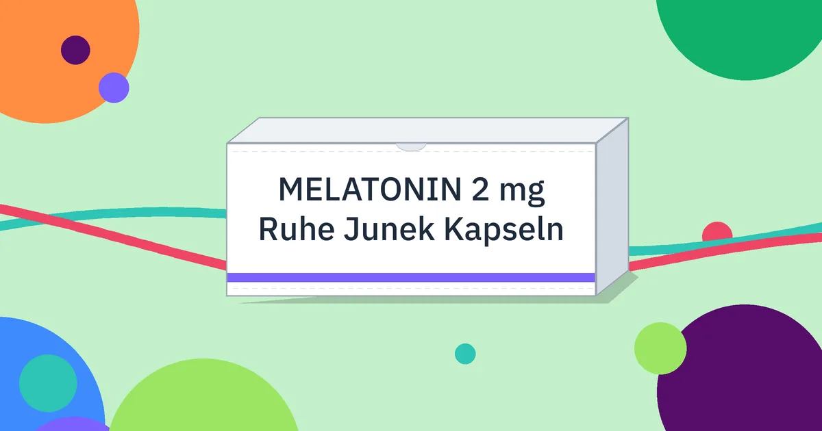 Symbolbild: Packung mit der Aufschrift MELATONIN 2 mg Ruhe Junek Kapseln (PZN 17900305) – Verfügbarkeit und Bezug in Apotheken in Frankfurt am Main