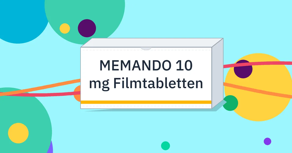 Symbolbild: Packung mit der Aufschrift MEMANDO 10 mg Filmtabletten (PZN 09921003) – Verfügbarkeit und Bezug in Apotheken in Frankfurt am Main
