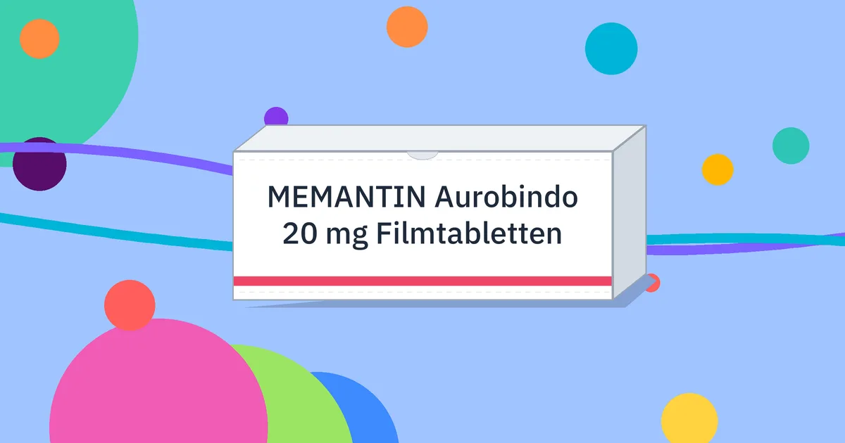 Symbolbild: Packung mit der Aufschrift MEMANTIN Aurobindo 20 mg Filmtabletten (PZN 17146096) – Verfügbarkeit und Bezug in Apotheken in Frankfurt am Main