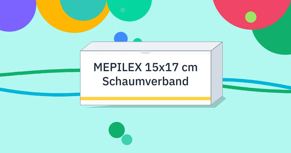 Symbolbild: Packung mit der Aufschrift MEPILEX 15x17 cm Schaumverband (PZN 17434725) – Verfügbarkeit und Bezug in Apotheken in Frankfurt am Main