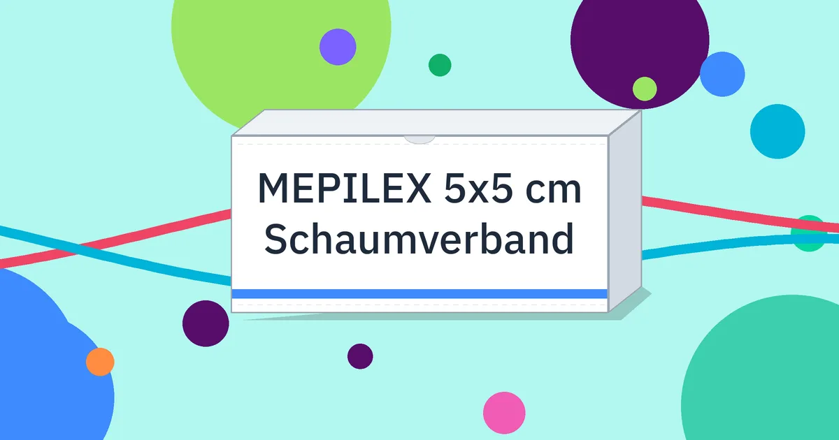 Symbolbild: Packung mit der Aufschrift MEPILEX 5x5 cm Schaumverband (PZN 11137765) – Verfügbarkeit und Bezug in Apotheken in Frankfurt am Main