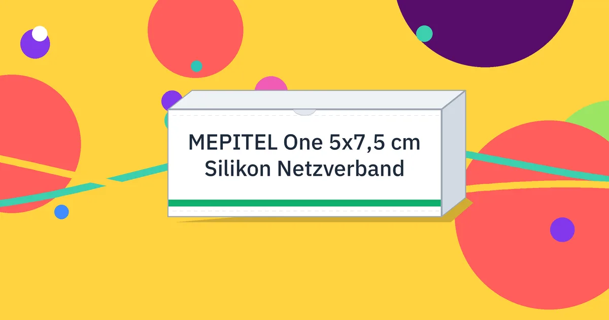 Symbolbild: Packung mit der Aufschrift MEPITEL One 5x7,5 cm Silikon Netzverband (PZN 16614164) – Verfügbarkeit und Bezug in Apotheken in Frankfurt am Main
