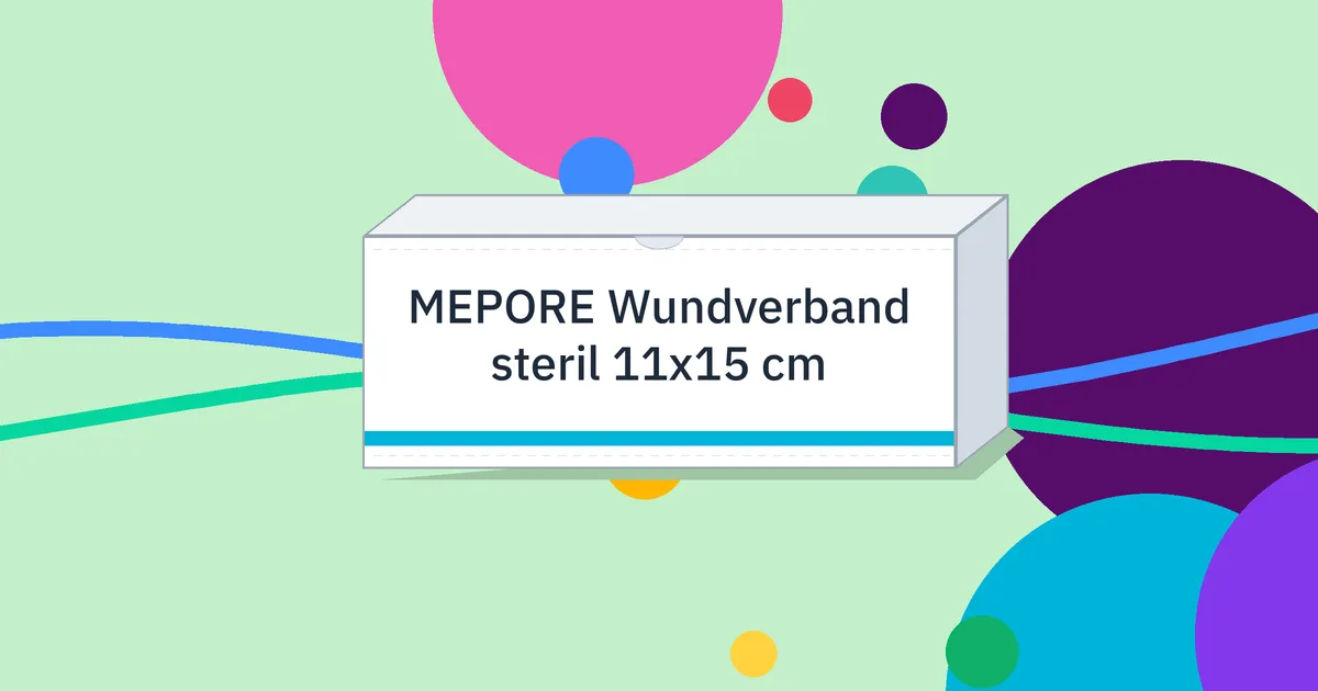 Symbolbild: Packung mit der Aufschrift MEPORE Wundverband steril 11x15 cm (PZN 09314786) – Verfügbarkeit und Bezug in Apotheken in Frankfurt am Main