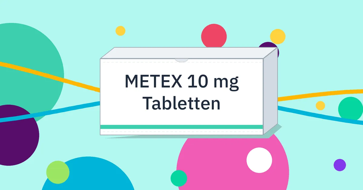 Symbolbild: Packung mit der Aufschrift METEX 10 mg Tabletten (PZN 07211125) – Verfügbarkeit und Bezug in Apotheken in Frankfurt am Main