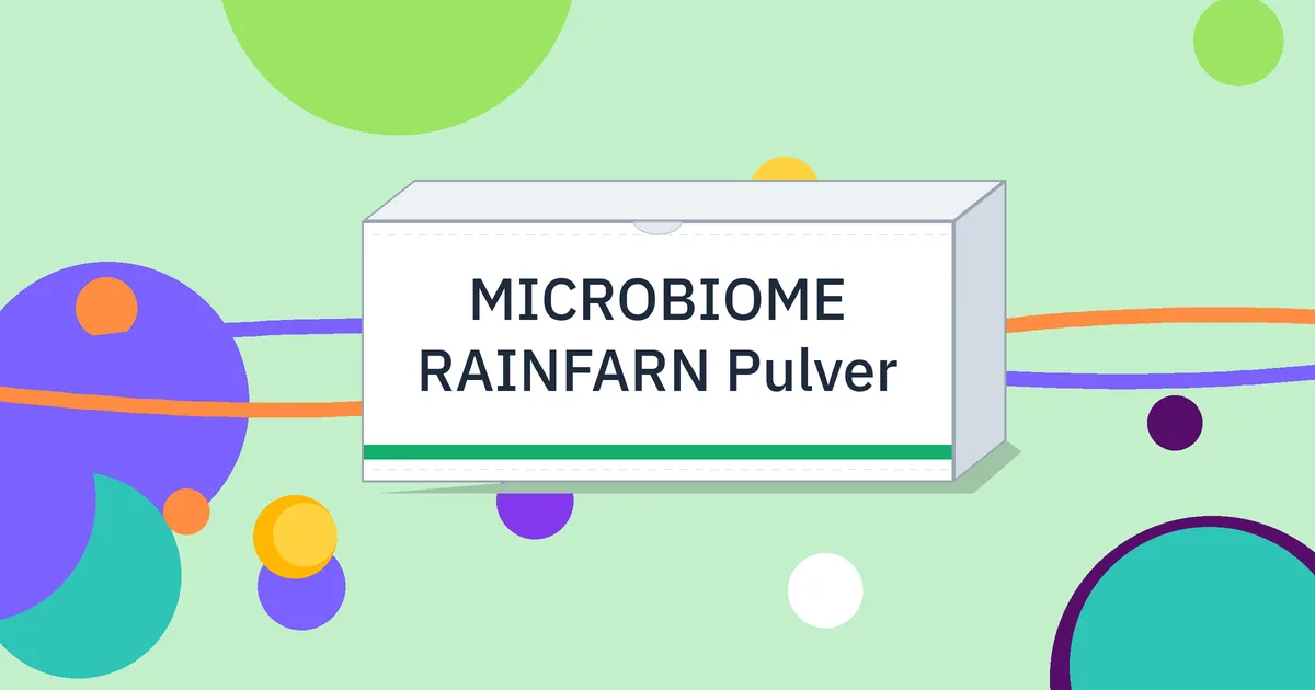 Symbolbild: Packung mit der Aufschrift MICROBIOME RAINFARN Pulver (PZN 16901900) – Verfügbarkeit und Bezug in Apotheken in Frankfurt am Main