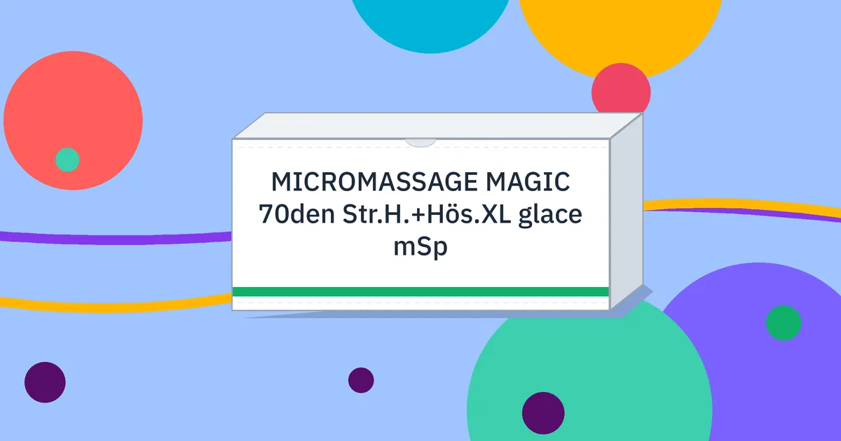Symbolbild: Packung mit der Aufschrift MICROMASSAGE MAGIC 70den Str.H.+Hös.XL glace mSp (PZN 03992367) – Verfügbarkeit und Bezug in Apotheken in Frankfurt am Main