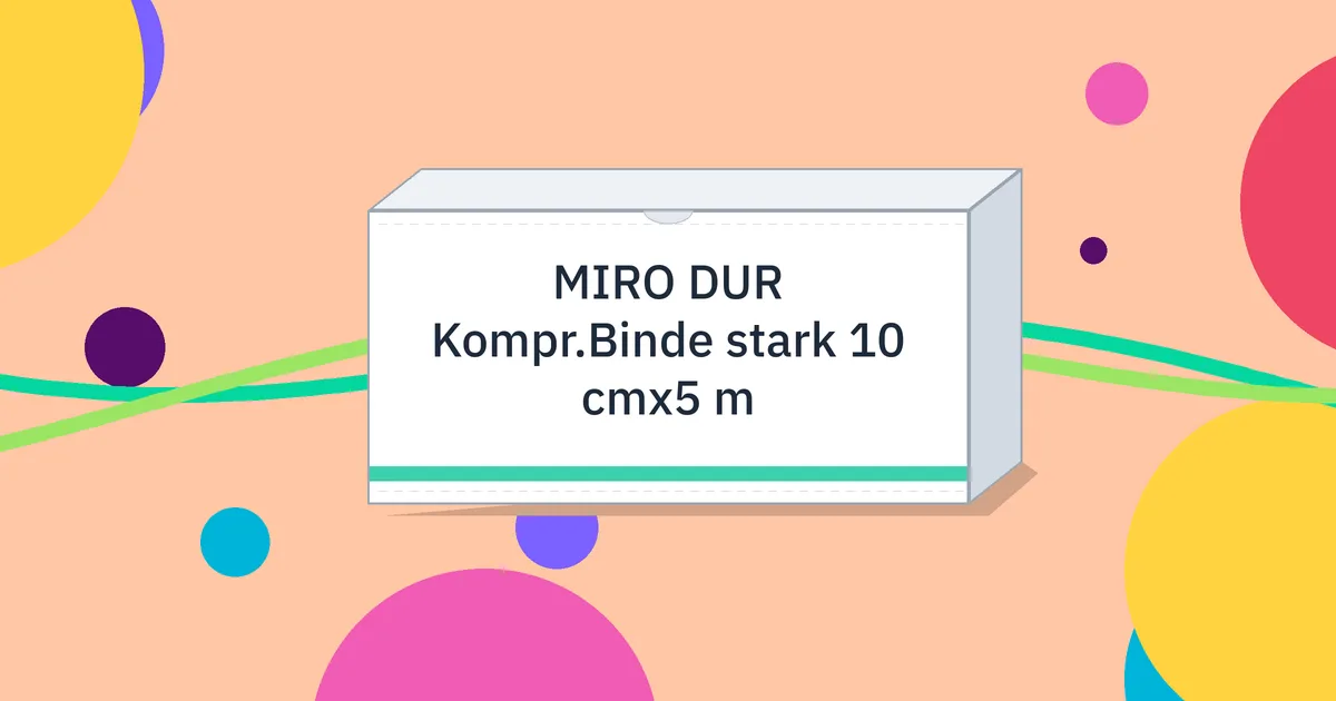 Symbolbild: Packung mit der Aufschrift MIRO DUR Kompr.Binde stark 10 cmx5 m (PZN 06854329) – Verfügbarkeit und Bezug in Apotheken in Frankfurt am Main