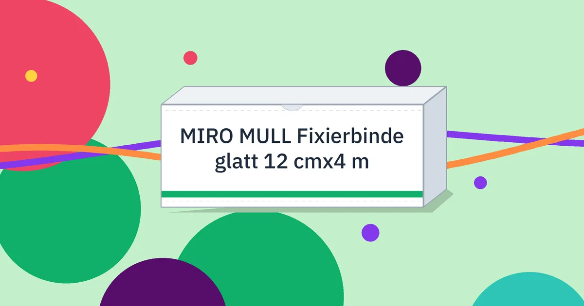 Symbolbild: Packung mit der Aufschrift MIRO MULL Fixierbinde glatt 12 cmx4 m (PZN 06854482) – Verfügbarkeit und Bezug in Apotheken in Frankfurt am Main