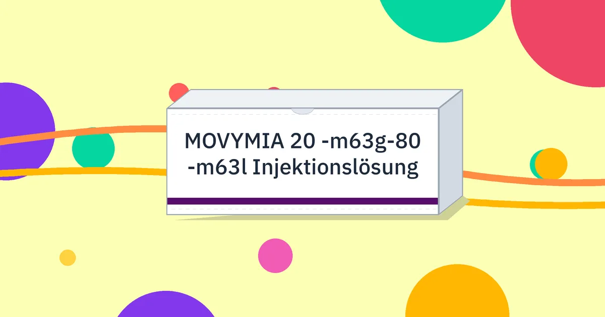 Symbolbild: Packung mit der Aufschrift MOVYMIA 20 -m63g-80 -m63l Injektionslösung (PZN 20027260) – Verfügbarkeit und Bezug in Apotheken in Frankfurt am Main