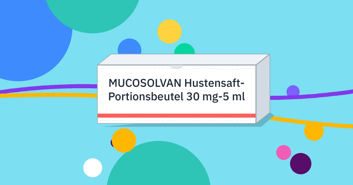 Symbolbild: Packung mit der Aufschrift MUCOSOLVAN Hustensaft-Portionsbeutel 30 mg-5 ml (PZN 19270239) – Verfügbarkeit und Bezug in Apotheken in Frankfurt am Main