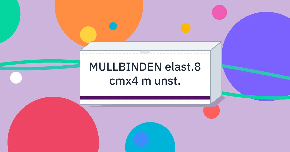 Symbolbild: Packung mit der Aufschrift MULLBINDEN elast.8 cmx4 m unst. (PZN 00430930) – Verfügbarkeit und Bezug in Apotheken in Frankfurt am Main