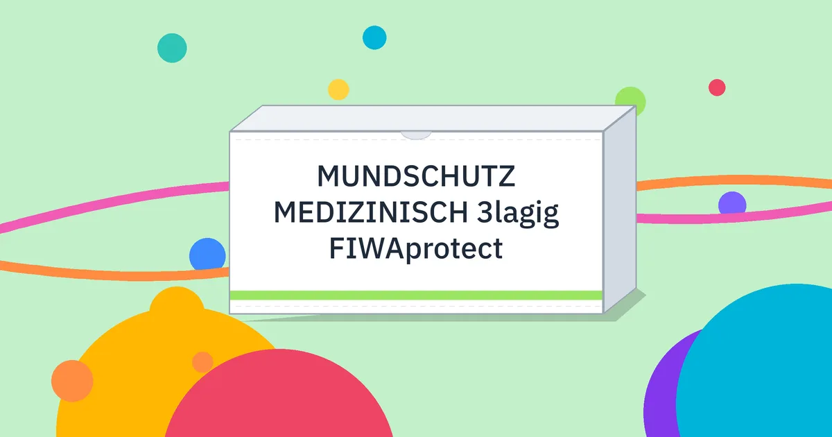 Symbolbild: Packung mit der Aufschrift MUNDSCHUTZ MEDIZINISCH 3lagig FIWAprotect (PZN 16686011) – Verfügbarkeit und Bezug in Apotheken in Frankfurt am Main