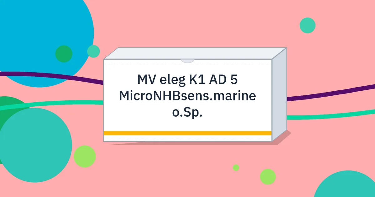 Symbolbild: Packung mit der Aufschrift MV eleg K1 AD 5 MicroNHBsens.marine o.Sp. (PZN 15670054) – Verfügbarkeit und Bezug in Apotheken in Frankfurt am Main