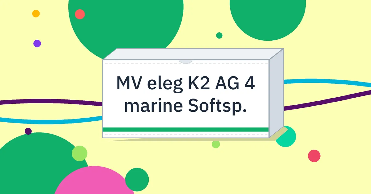 Symbolbild: Packung mit der Aufschrift MV eleg K2 AG 4 marine Softsp. (PZN 14612764) – Verfügbarkeit und Bezug in Apotheken in Frankfurt am Main