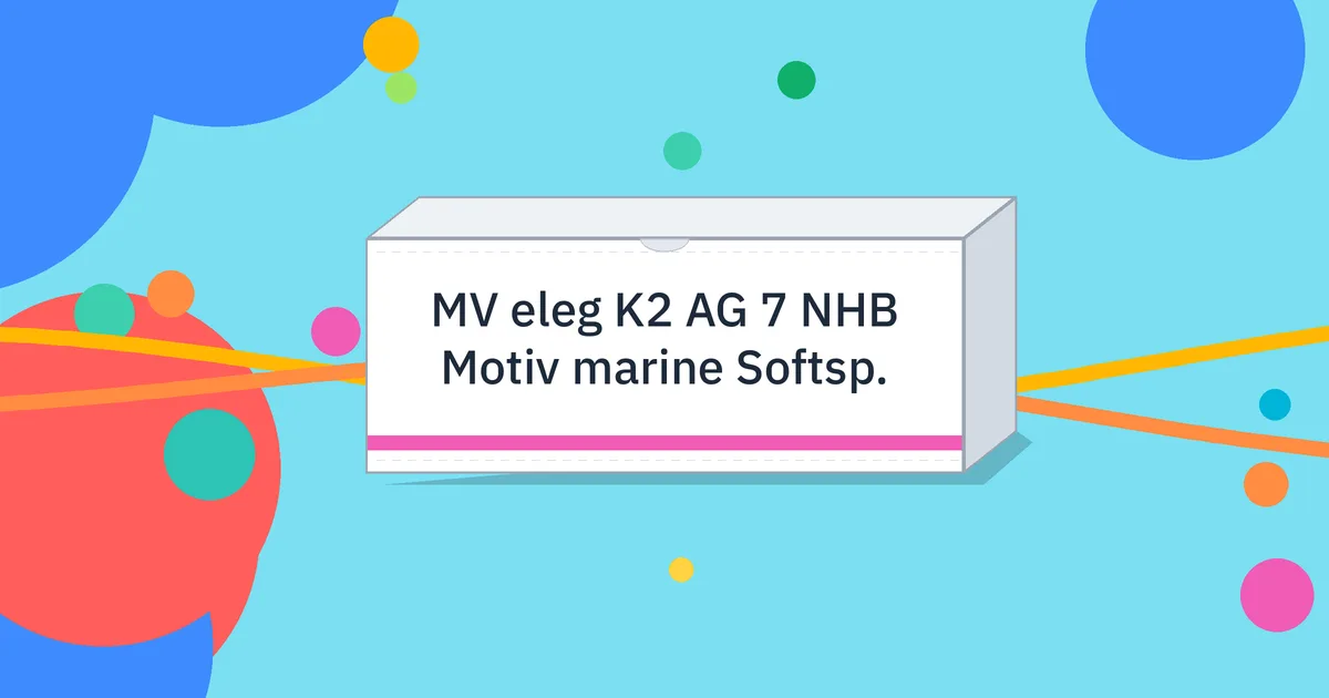 Symbolbild: Packung mit der Aufschrift MV eleg K2 AG 7 NHB Motiv marine Softsp. (PZN 15723106) – Verfügbarkeit und Bezug in Apotheken in Frankfurt am Main