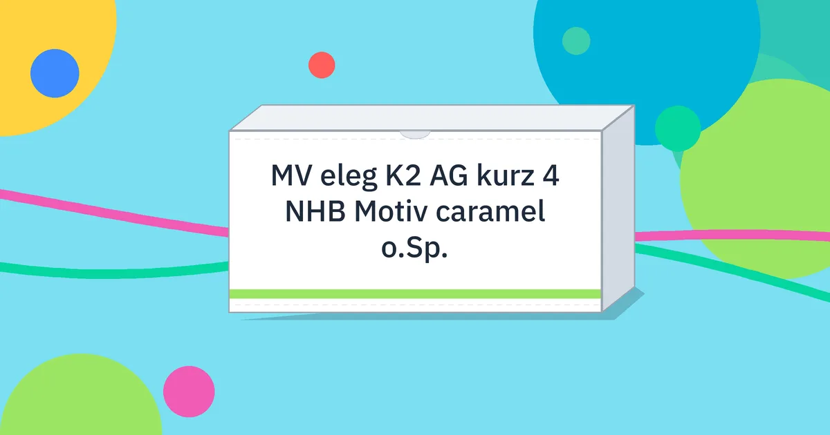 Symbolbild: Packung mit der Aufschrift MV eleg K2 AG kurz 4 NHB Motiv caramel o.Sp. (PZN 15708590) – Verfügbarkeit und Bezug in Apotheken in Frankfurt am Main