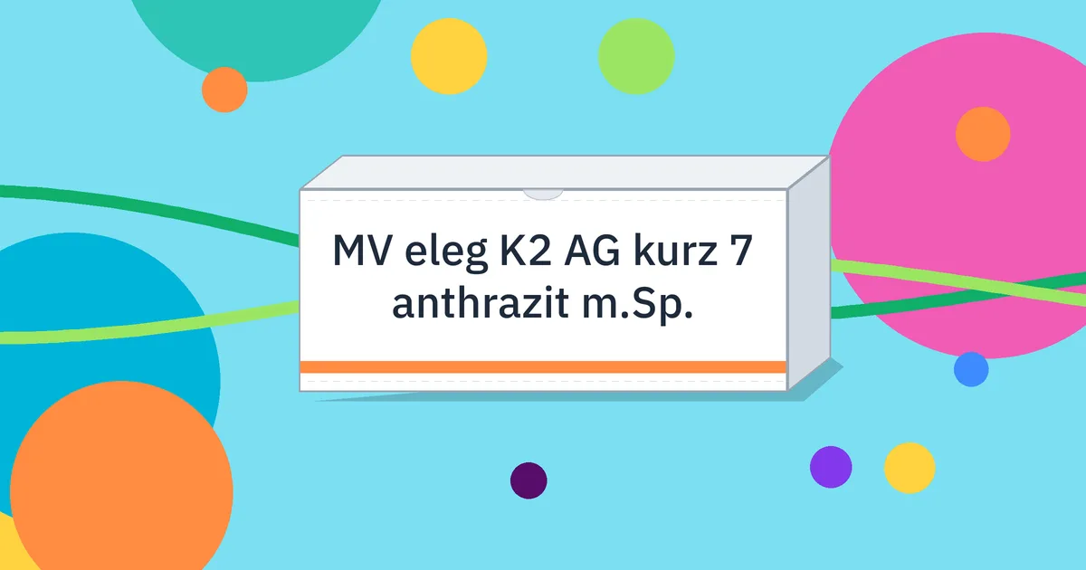 Symbolbild: Packung mit der Aufschrift MV eleg K2 AG kurz 7 anthrazit m.Sp. (PZN 00644192) – Verfügbarkeit und Bezug in Apotheken in Frankfurt am Main