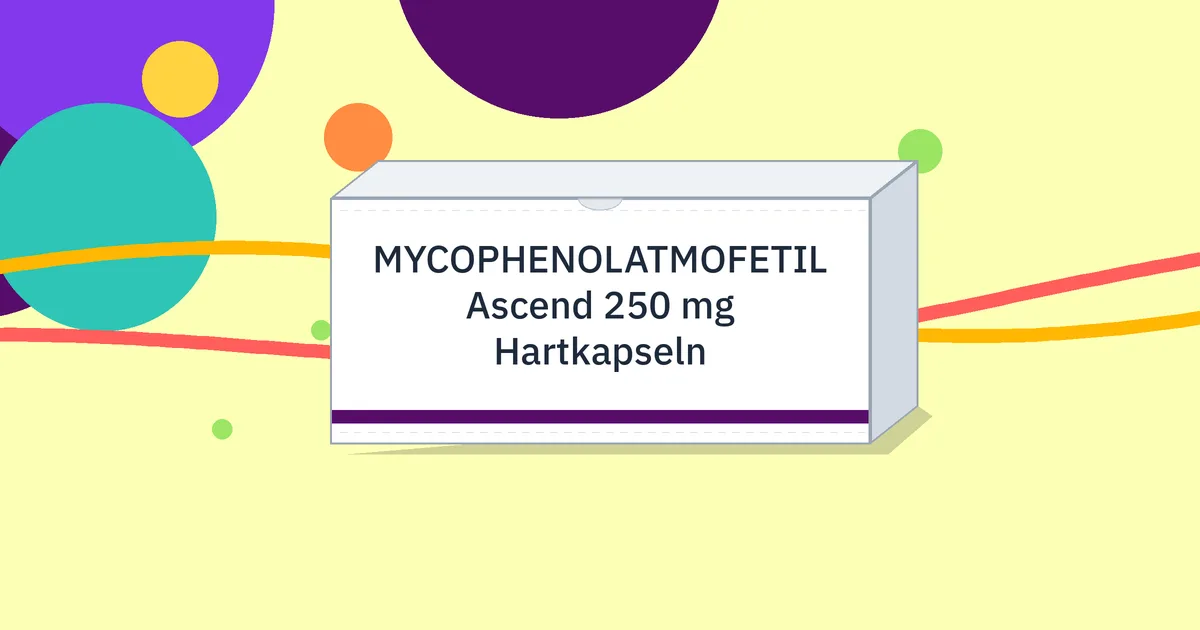 Symbolbild: Packung mit der Aufschrift MYCOPHENOLATMOFETIL Ascend 250 mg Hartkapseln (PZN 17270028) – Verfügbarkeit und Bezug in Apotheken in Frankfurt am Main