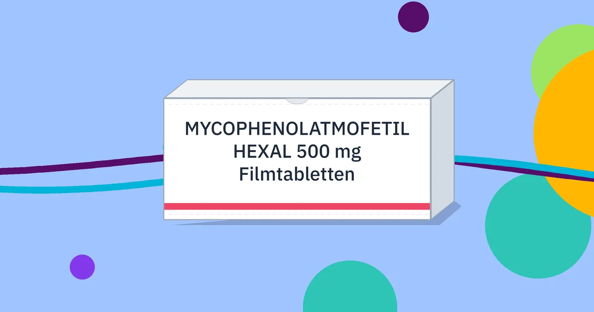 Symbolbild: Packung mit der Aufschrift MYCOPHENOLATMOFETIL HEXAL 500 mg Filmtabletten (PZN 20405360) – Verfügbarkeit und Bezug in Apotheken in Frankfurt am Main
