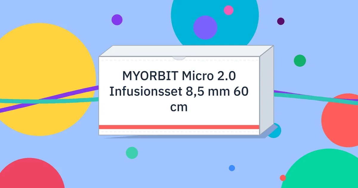Symbolbild: Packung mit der Aufschrift MYORBIT Micro 2.0 Infusionsset 8,5 mm 60 cm (PZN 20294759) – Verfügbarkeit und Bezug in Apotheken in Frankfurt am Main