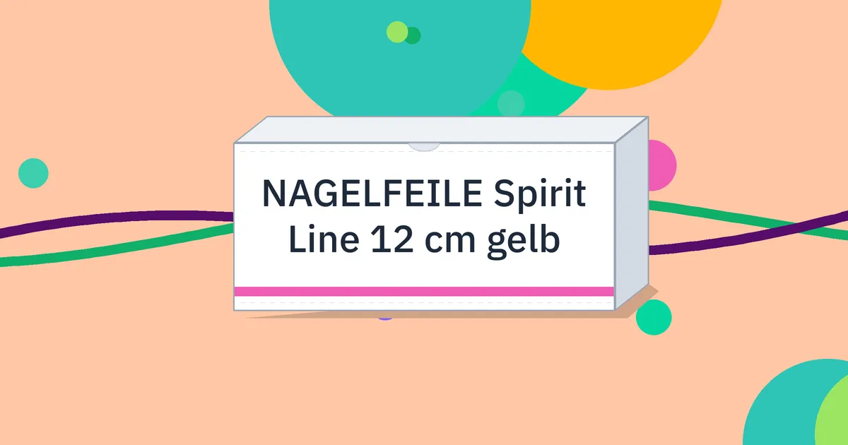 Symbolbild: Packung mit der Aufschrift NAGELFEILE Spirit Line 12 cm gelb (PZN 01505363) – Verfügbarkeit und Bezug in Apotheken in Frankfurt am Main