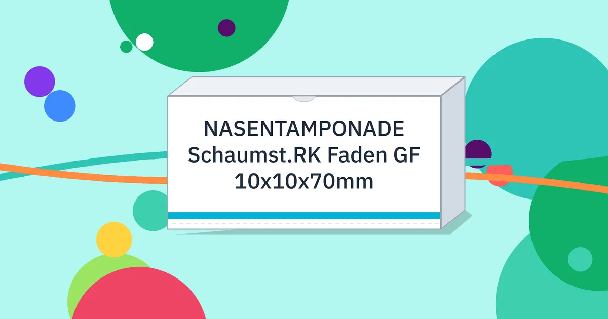 Symbolbild: Packung mit der Aufschrift NASENTAMPONADE Schaumst.RK Faden GF 10x10x70mm (PZN 16145396) – Verfügbarkeit und Bezug in Apotheken in Frankfurt am Main
