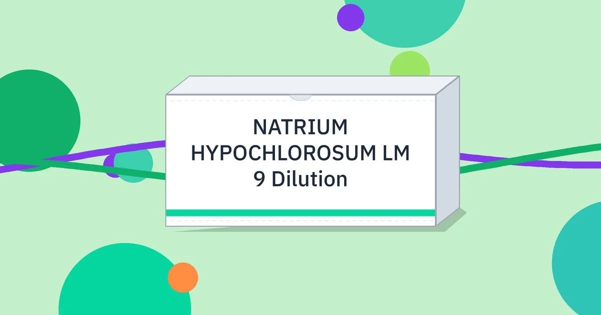 Symbolbild: Packung mit der Aufschrift NATRIUM HYPOCHLOROSUM LM 9 Dilution (PZN 12962922) – Verfügbarkeit und Bezug in Apotheken in Frankfurt am Main