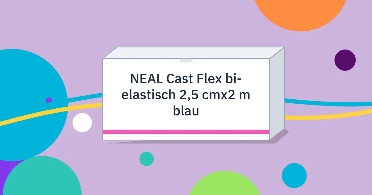 Symbolbild: Packung mit der Aufschrift NEAL Cast Flex bi-elastisch 2,5 cmx2 m blau (PZN 19530692) – Verfügbarkeit und Bezug in Apotheken in Frankfurt am Main